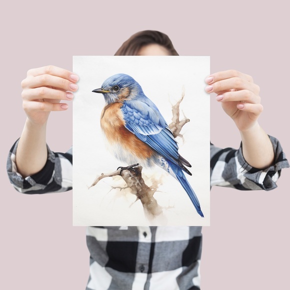 Creative Path Studios | Art | Watercolor Eastern Bluebird Wall Art ...